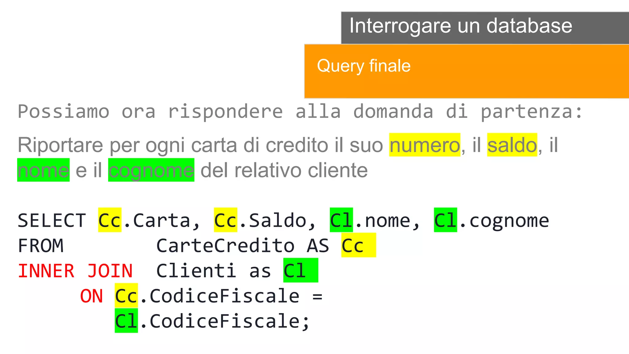 Linguaggio SQL: join tra tabelle | PPTX