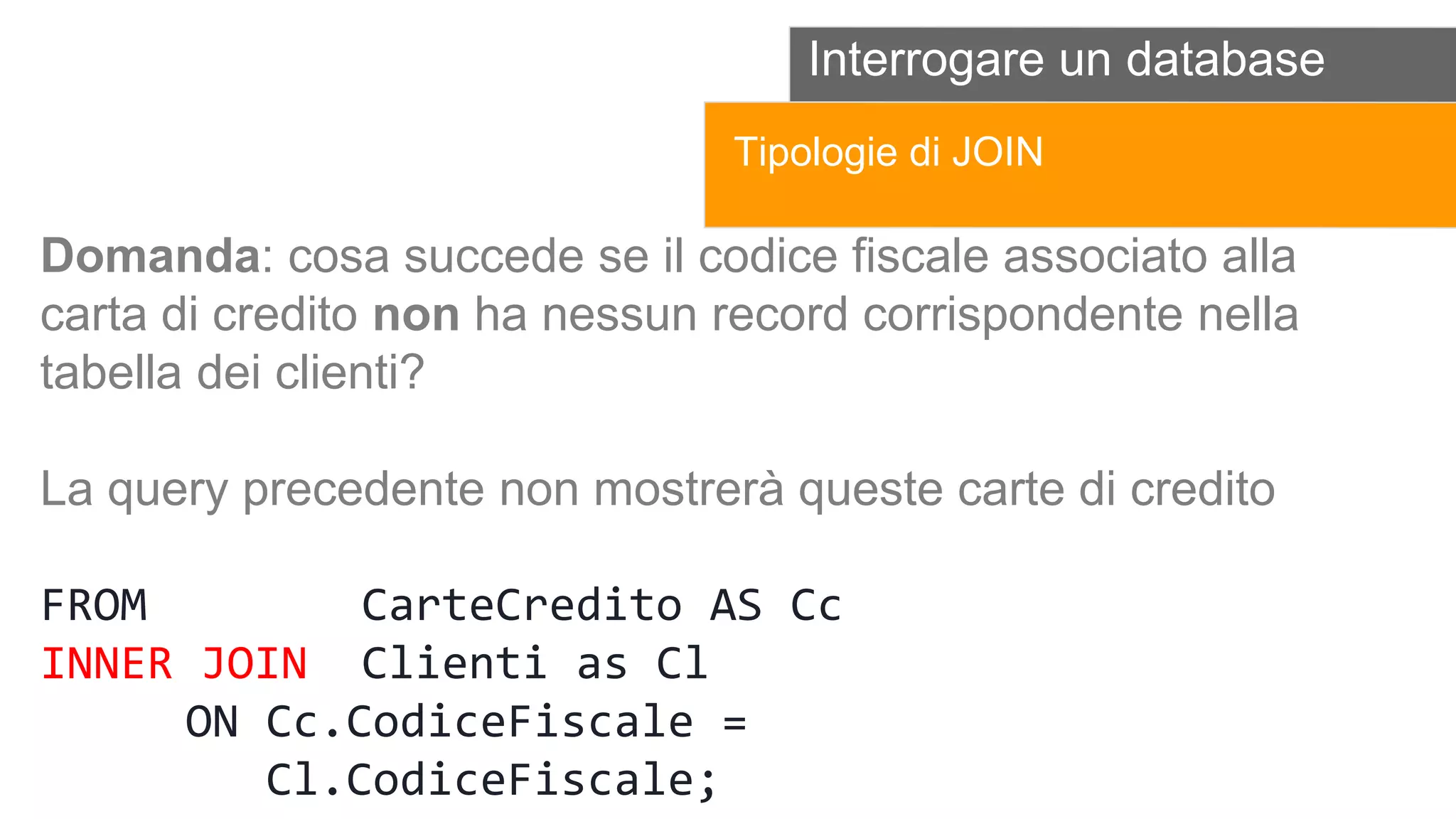 Linguaggio SQL: join tra tabelle | PPTX