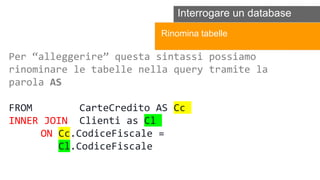 Linguaggio SQL: join tra tabelle | PPTX