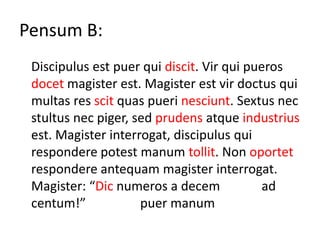 Lingua latina per se illustrata pensum b | PPTX