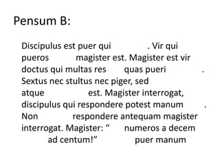 Lingua latina per se illustrata pensum b | PPTX