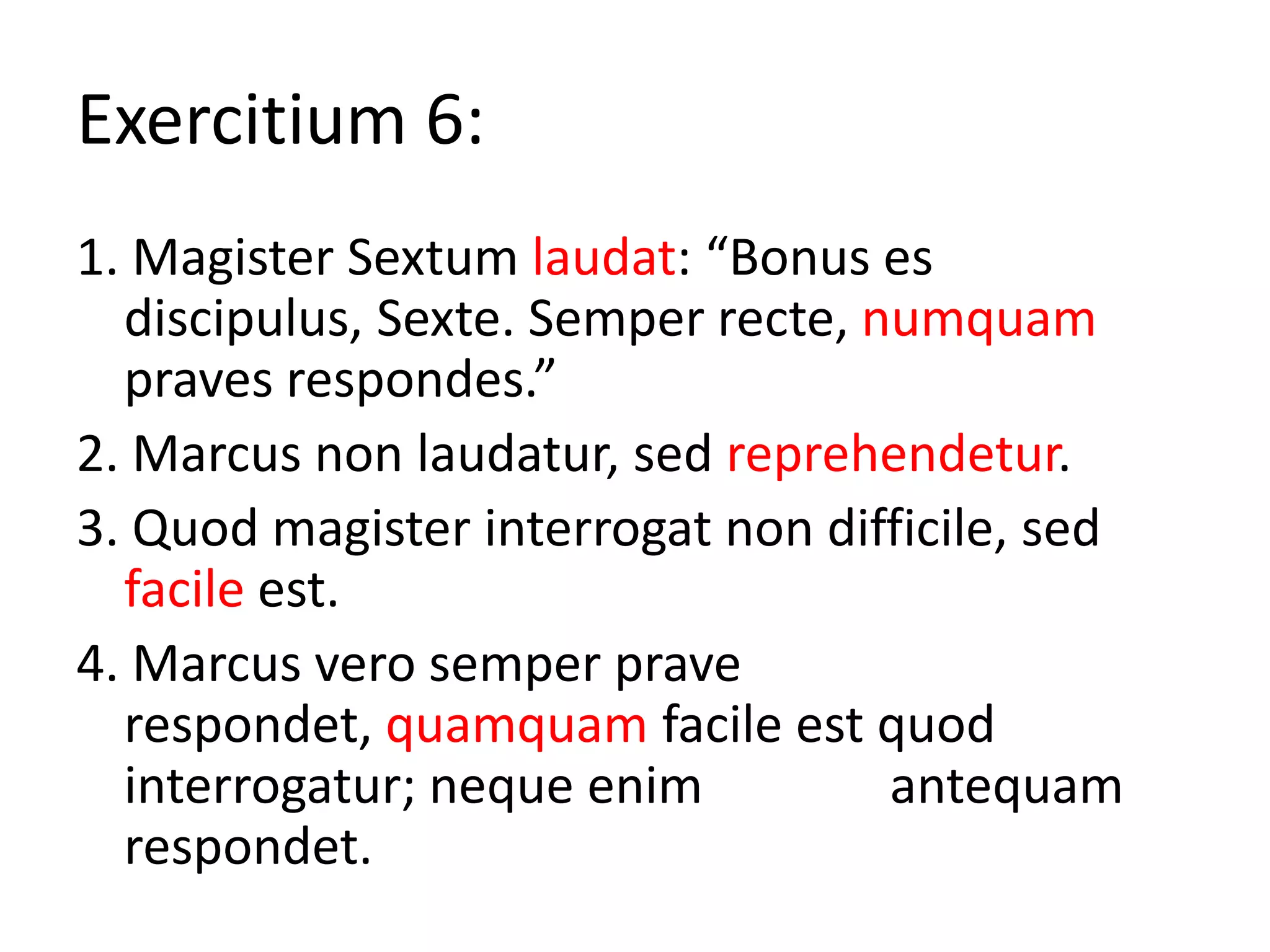 Lingua latina per se illustrata(exercitium 6) | PPT