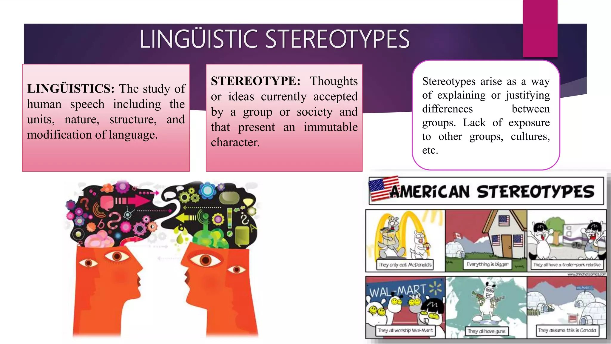 ELEMENT 2 Linguistic focus Stereotypes | PPTX