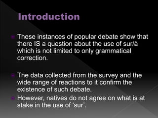 Linguistic : french prepositions 'à' & 'sur' | PPTX