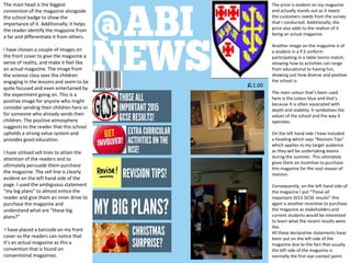 Linguistic analysis of my front cover and contents page for my mock up ...