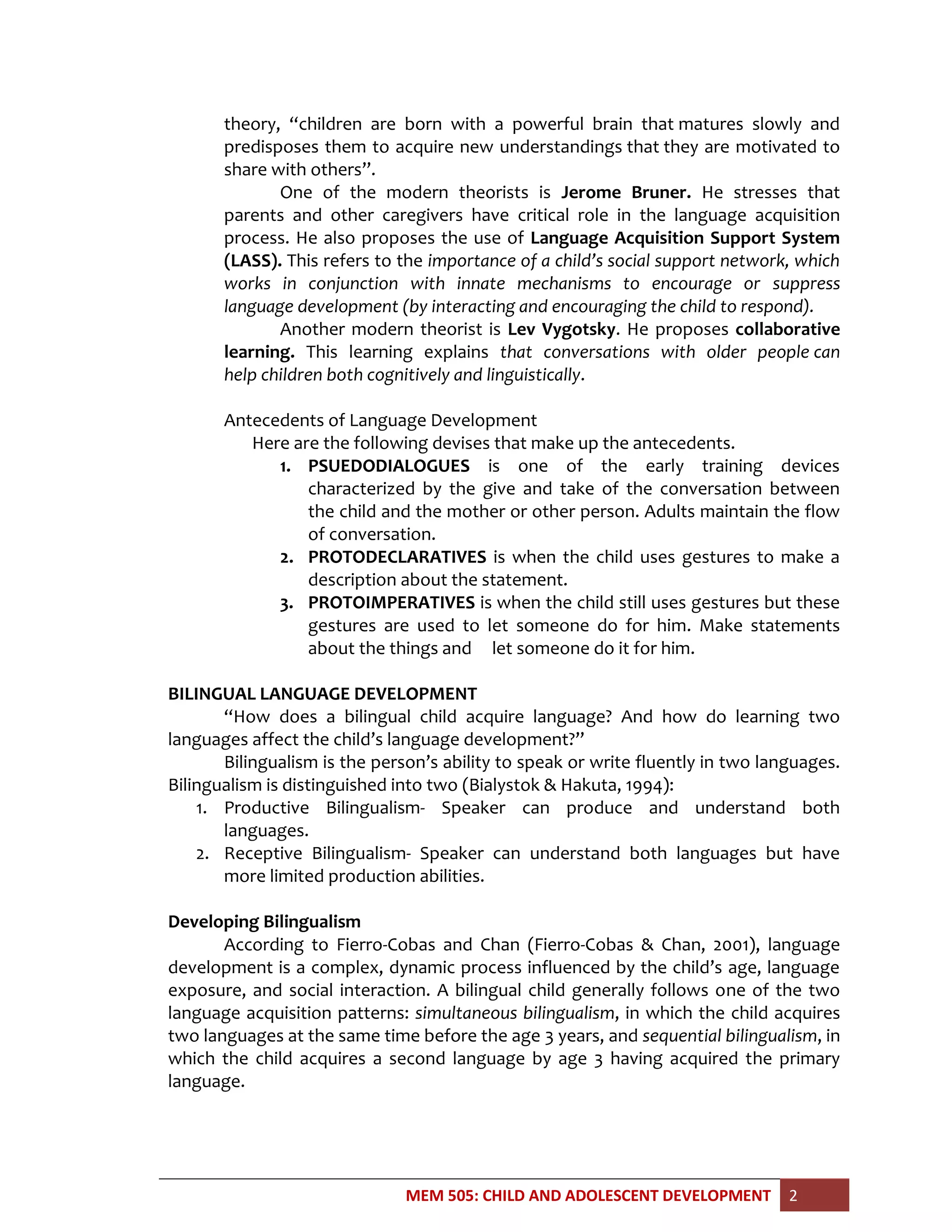 Linguistic and literacy development of children and adolescents | DOCX