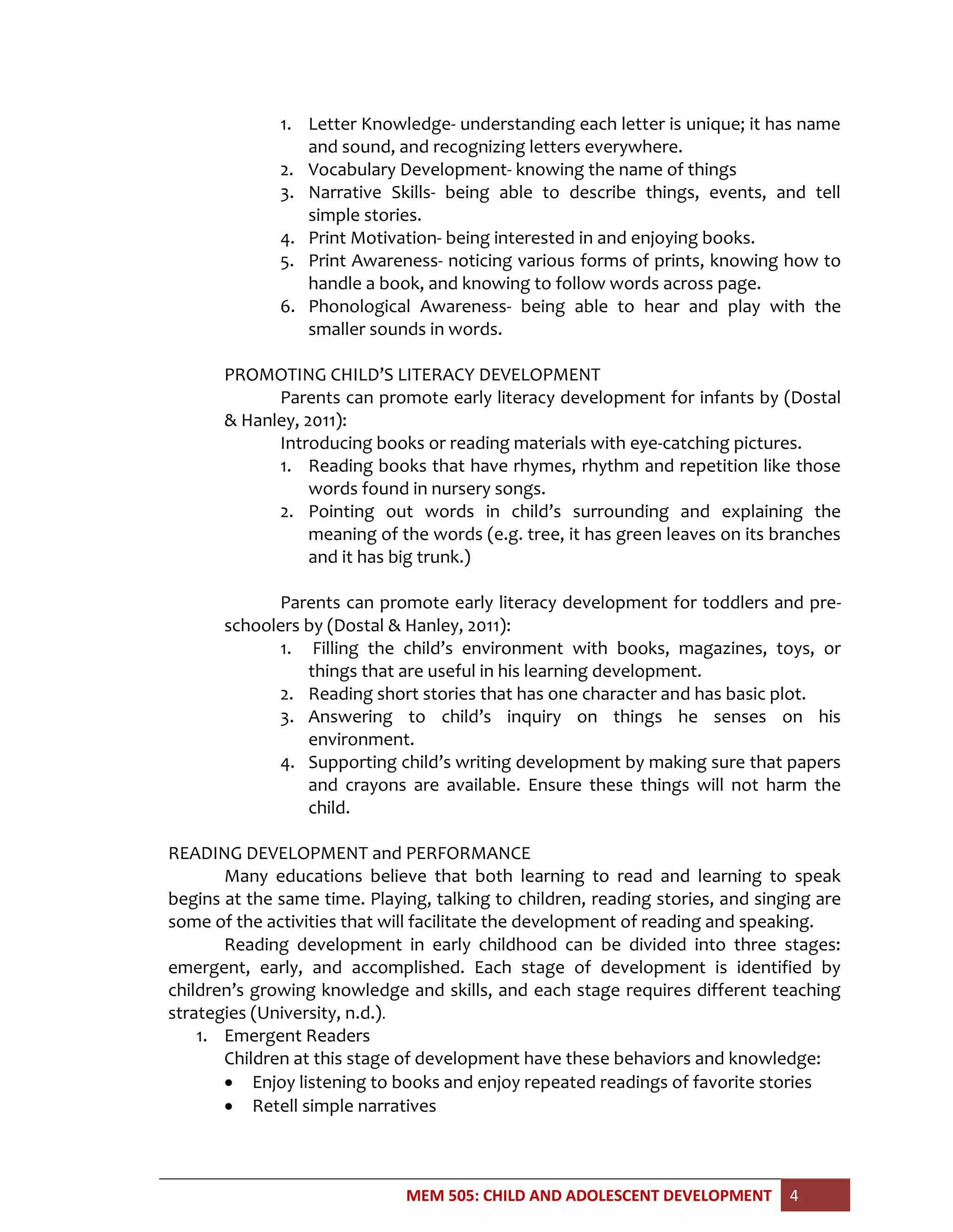 Linguistic and literacy development of children and adolescents | DOCX