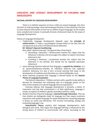 Linguistic and literacy development of children and adolescents | DOCX