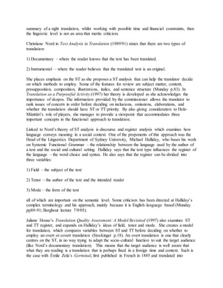 Linguistic approach to translation theory | DOCX