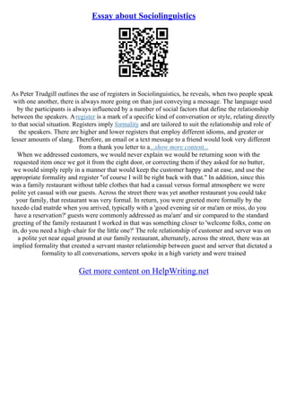 Linguistic Essay | PDF | Science