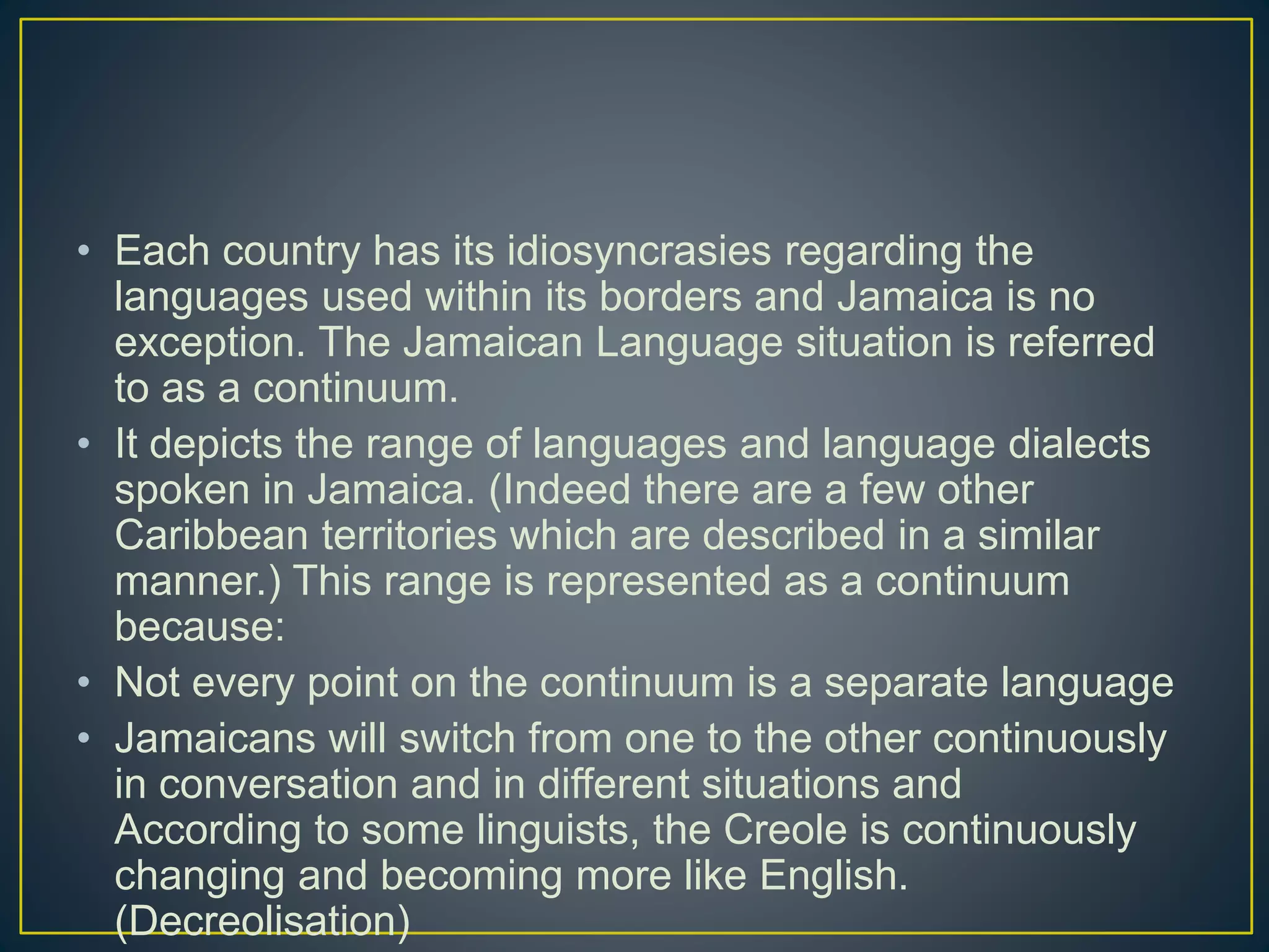 Linguistic features of_jamaican_creole | PPTX