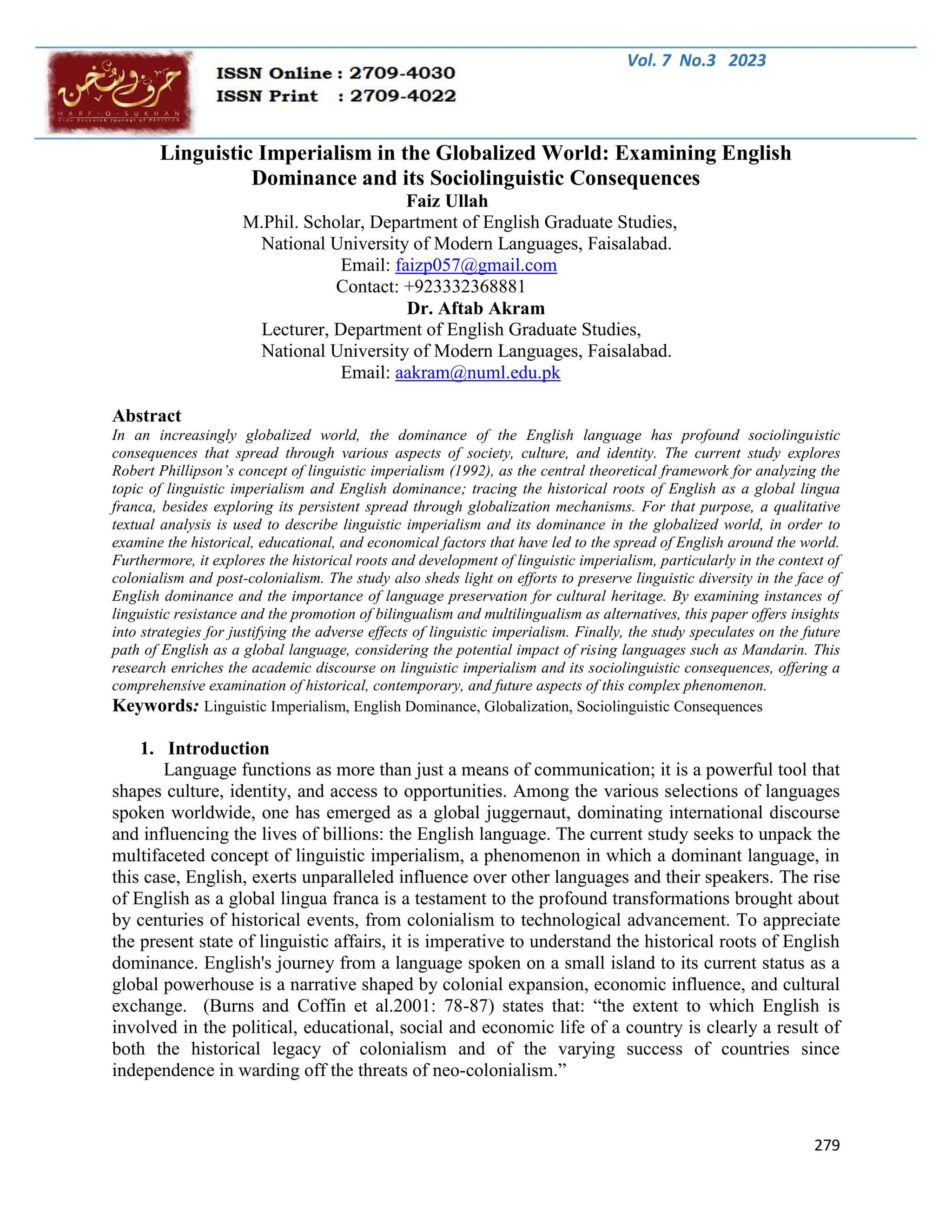 Linguistic Imperialism in the Globalized World: Examining English Dominance and its ...