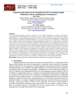 Linguistic Imperialism in the Globalized World: Examining English ...