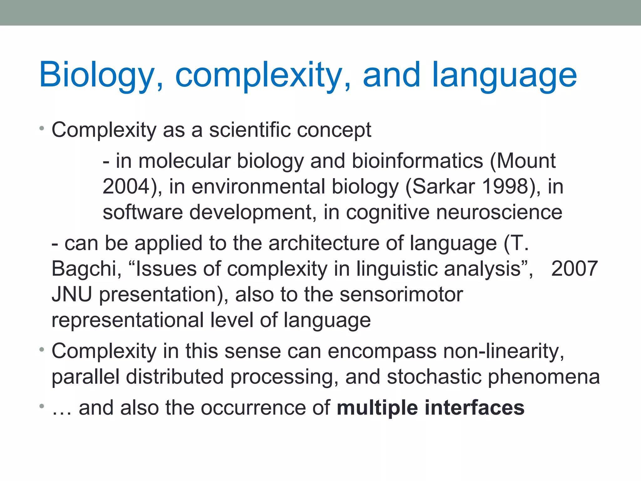 Linguistic interfaces and the biological trope iit d 071014 | PPT