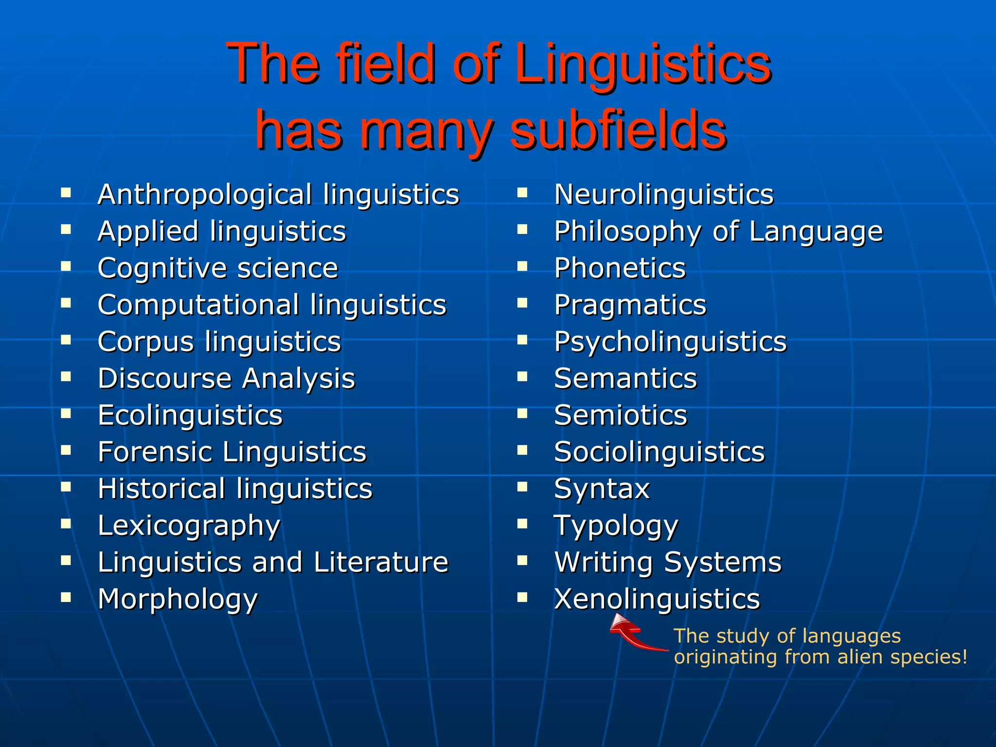 Linguistics: The Study of Language | PPT