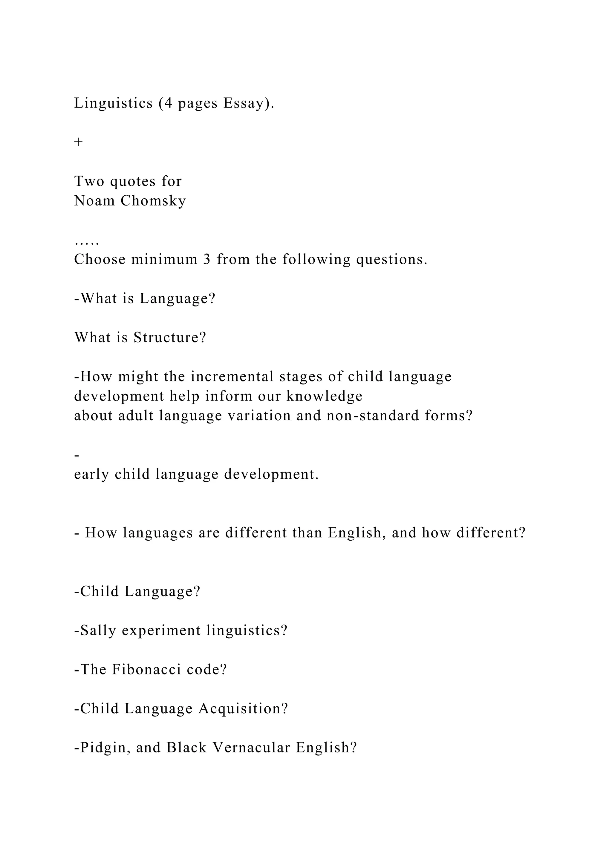 Linguistics (4 pages Essay). +Two quotes for Noam Chomsky.docx
