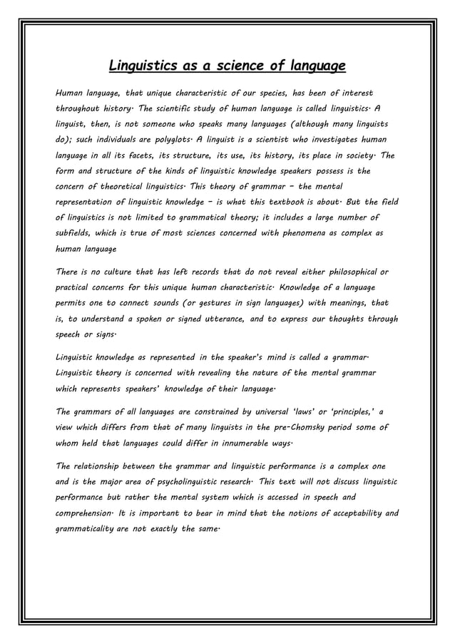 Linguistics as a science of language | DOCX