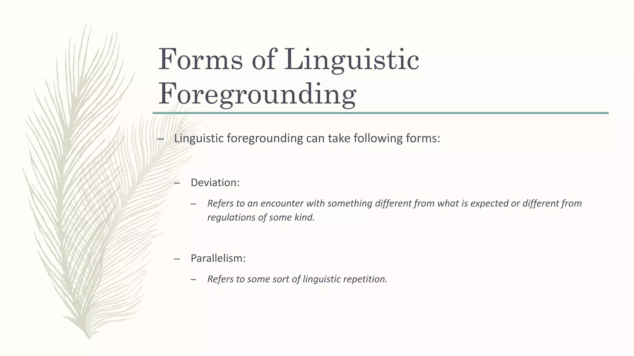 Linguistics levels of foregrounding in stylistics | PPTX