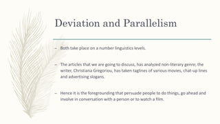Linguistics levels of foregrounding in stylistics | PPTX