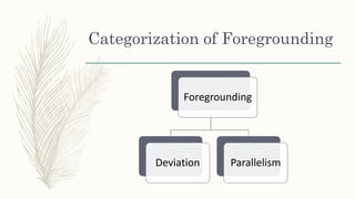 Linguistics levels of foregrounding in stylistics | PPTX