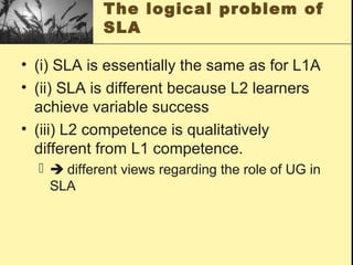 Presentase Linguistics universals and second language acquisition | PPT