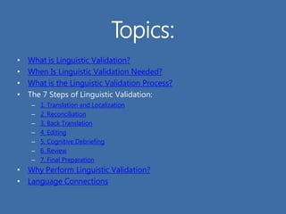 Linguistic Validation: Everything You Need To Know | PPTX