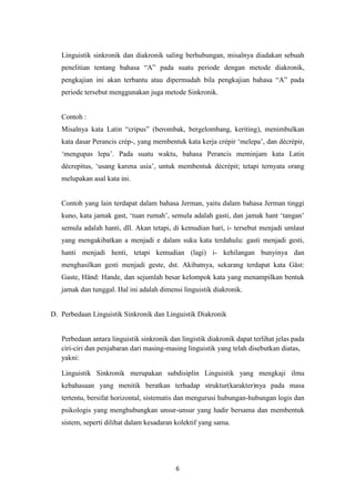 Linguistik sinkronik dan linguistik diakronik | DOCX