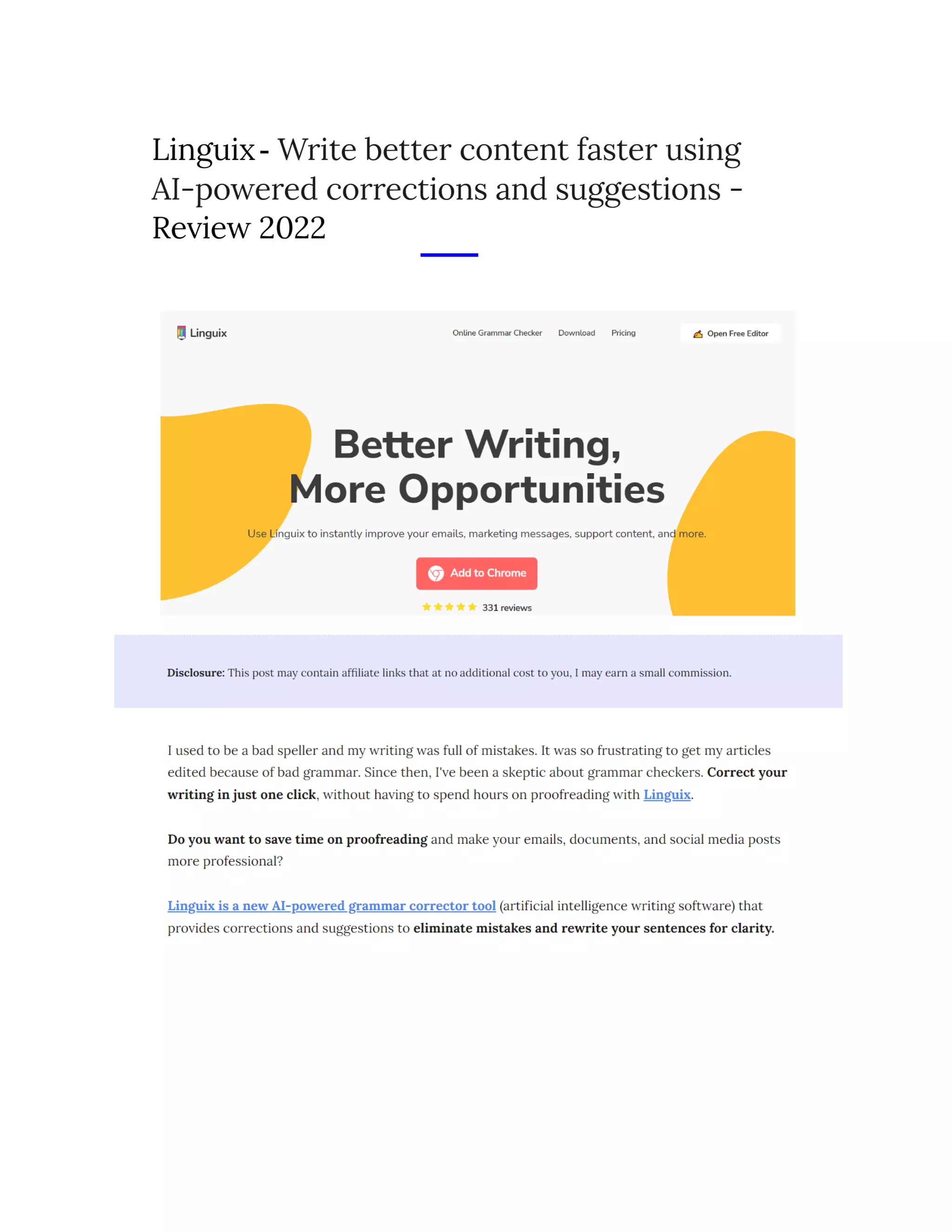 Linguix - Write better content faster using AI-powered corrections and suggestions | PDF