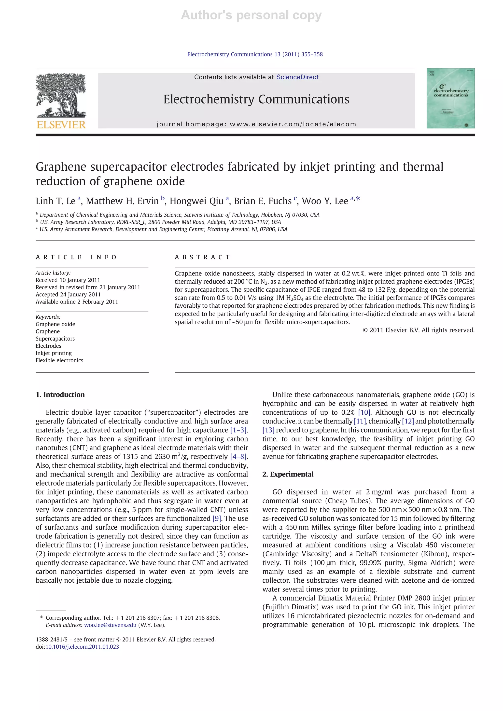 Graphene based supercapacitor | PDF