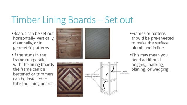 Install lining, panelling and moulding - Linings presentation | PPTX