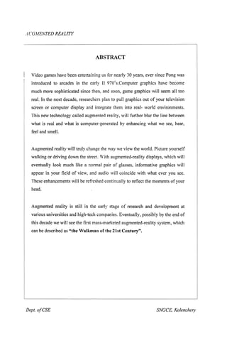 Linish v s 2005 06 | PDF | Augmented Reality | Technology & Computing