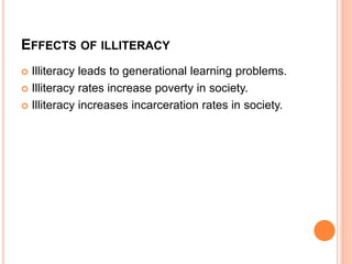 illiteracy and education in pakistan | PPTX | Education