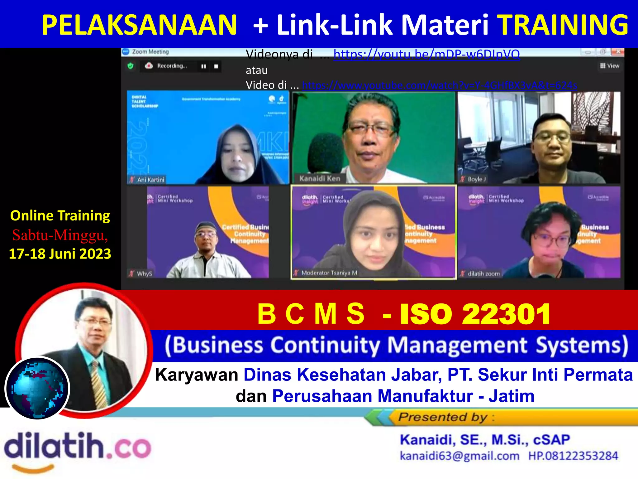 PELAKSANAAN + Link-Link MATERI Training "Business Continuity Management System (BCMS_ISO 22301 ...