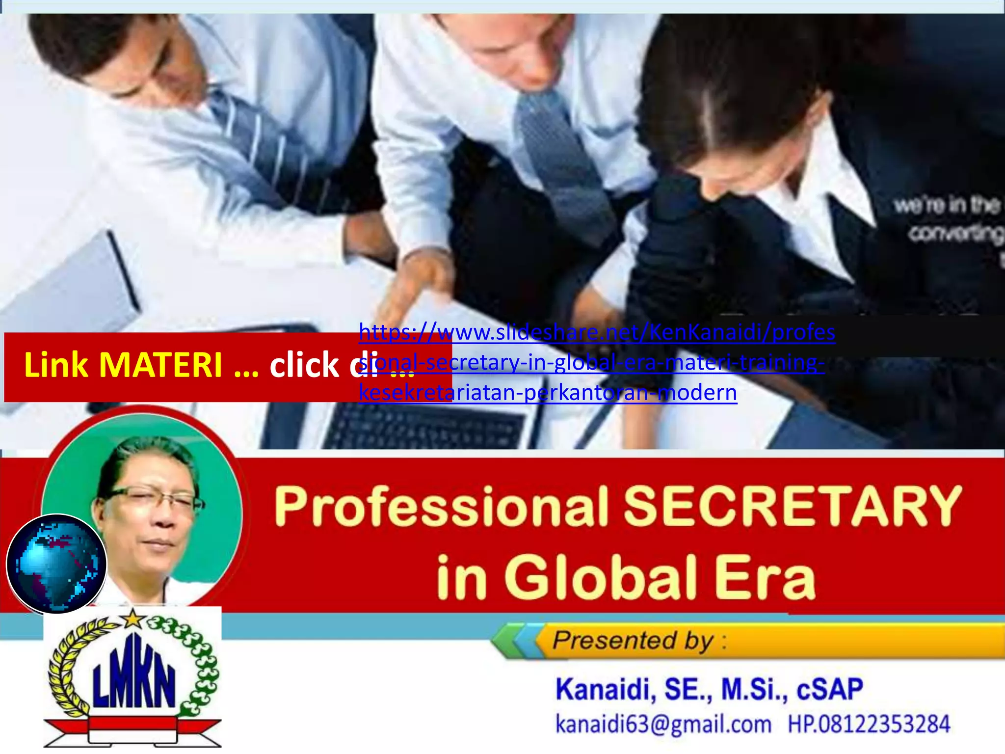 Link-Link MATERI Training "MANAJEMEN ADMINISTRASI PERKANTORAN MODERN" | PPTX