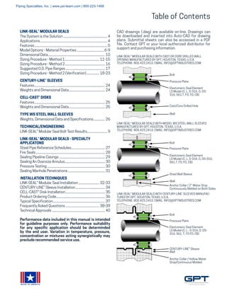 Link-Seal Modular Seals, Century-Line Sleeves, Cell-Cast Disks ...