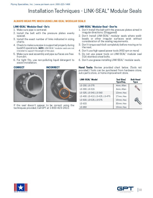 Link-Seal Modular Seals, Century-Line Sleeves, Cell-Cast Disks Engine…