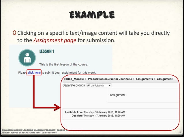 Adding link for assignment submission | PPT