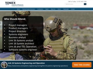 Link 16 Systems Engineering and Operation | PPTX