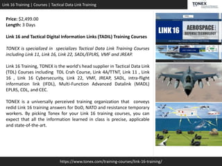 Link 16 training, Courses, Tactical Data Link (TDL) Training - Tonex ...