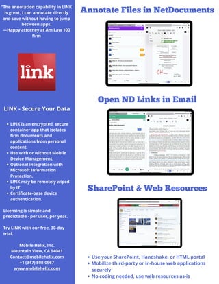 LINK App Datasheet for NetDocuments | PDF