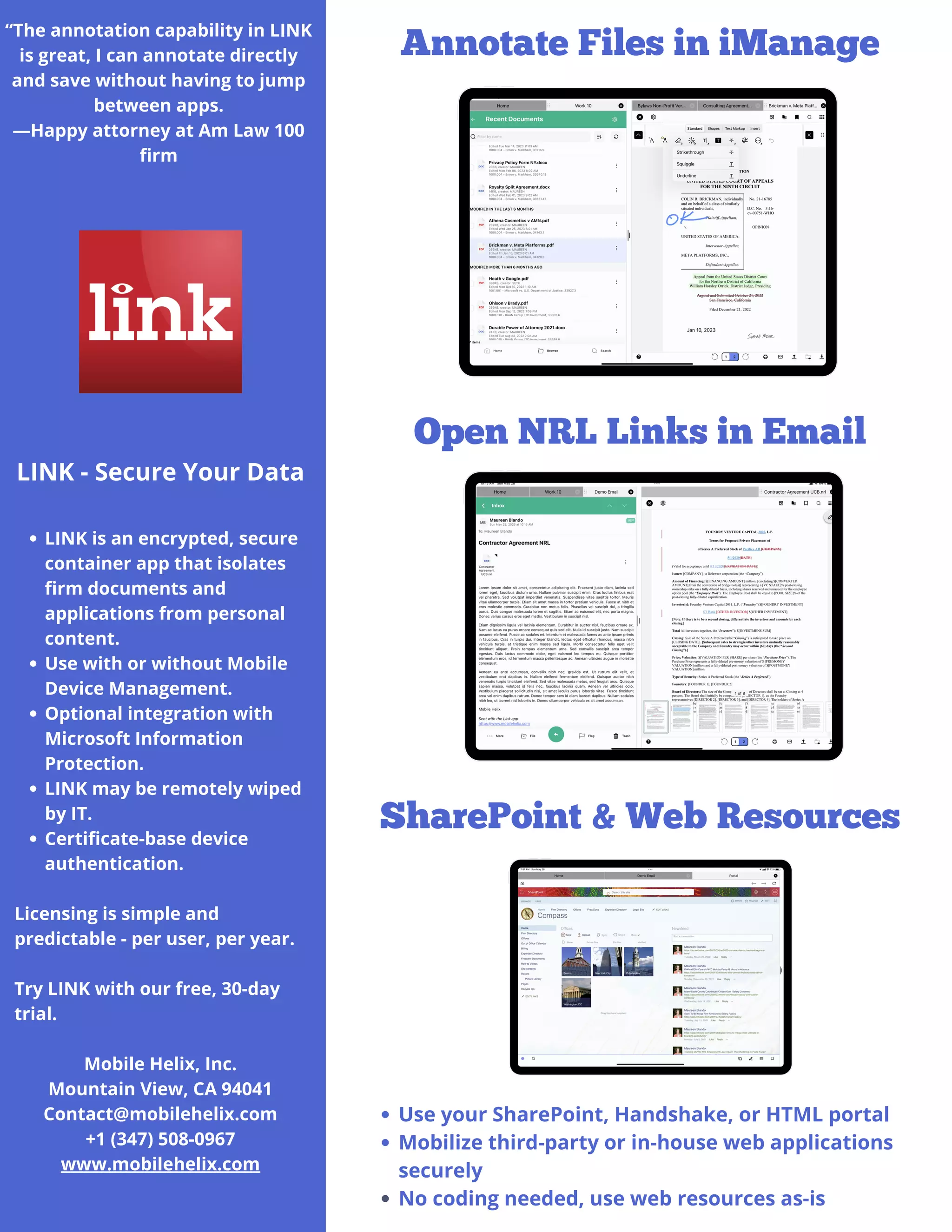 LINK App Datasheet for iManage Work User | PDF