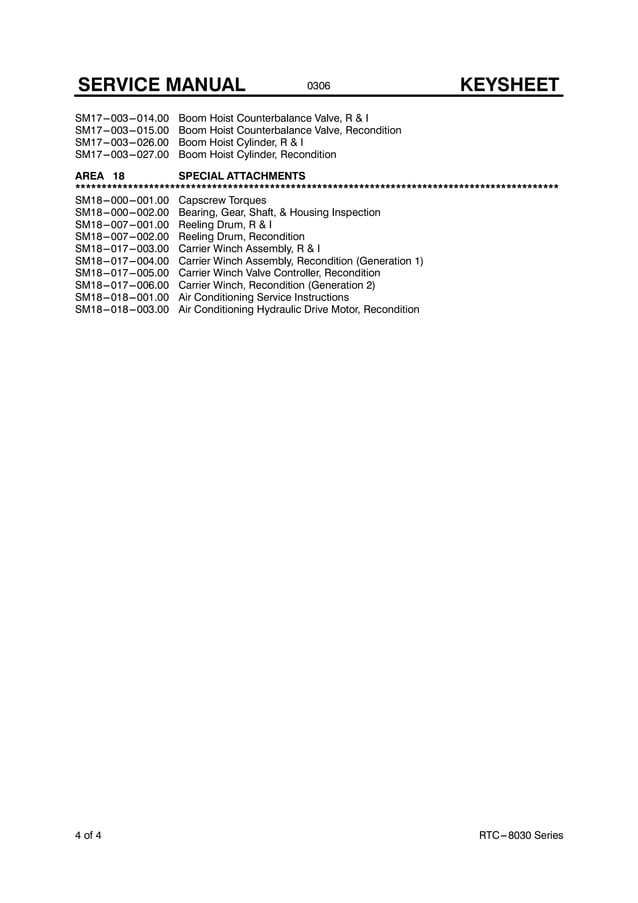 Link Belt Crane RTC-8030 Service Manual | PDF