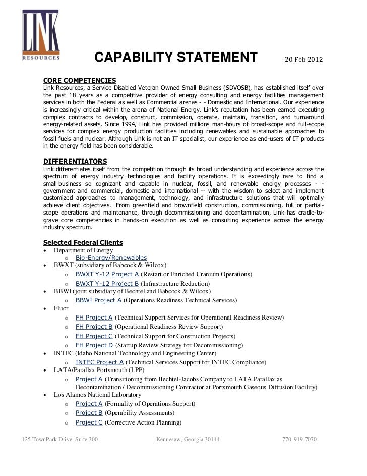 Link Capabilities Statement 2012 link-capabilities-statement-2012
