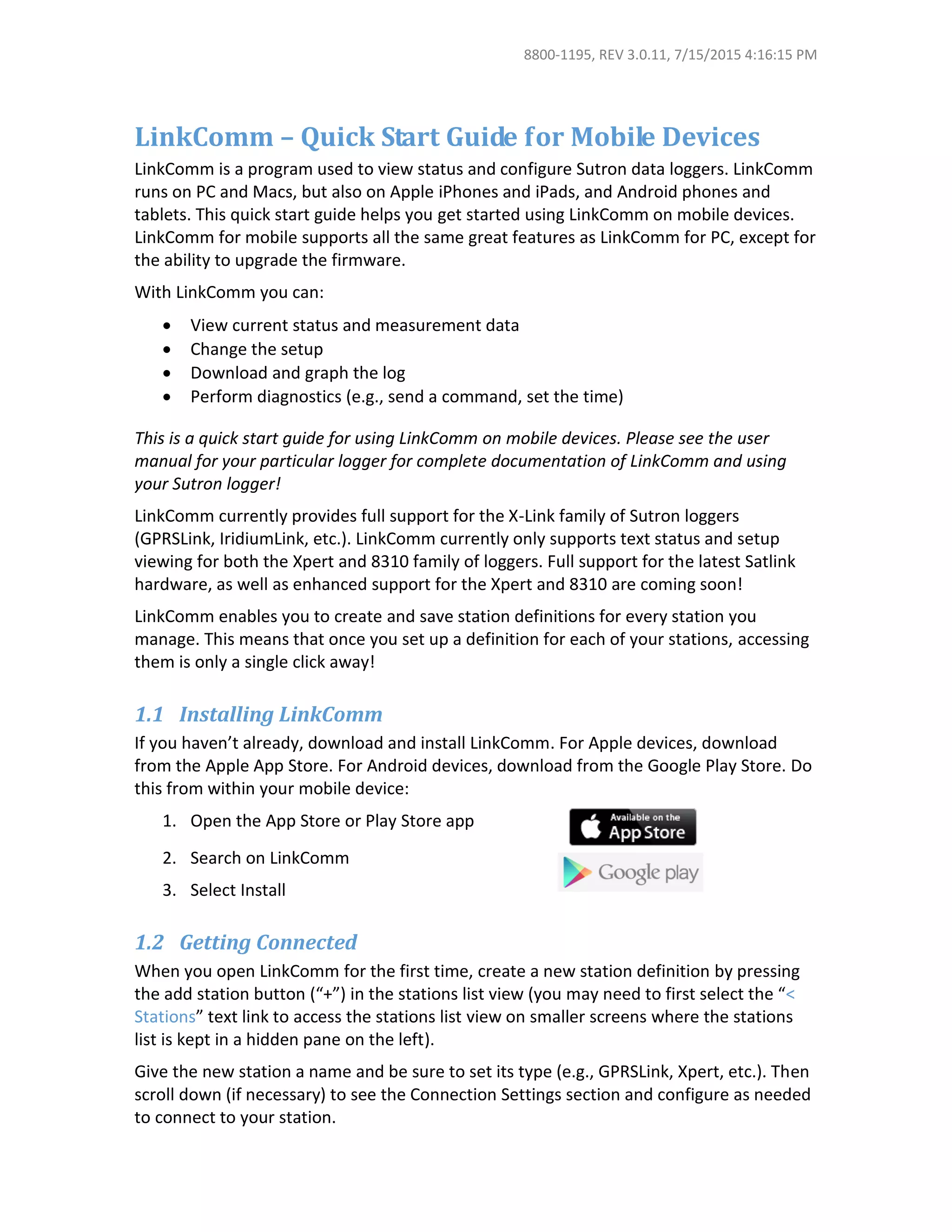 LinkComm Quick Start Guide for Mobile Devices | PDF
