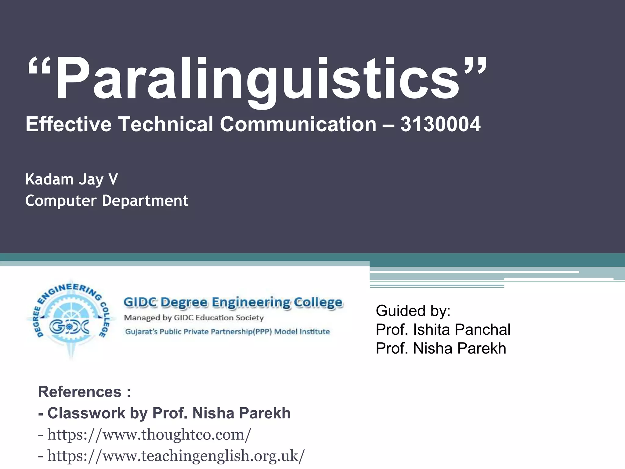 Paralanguage/Paralinguistics | PPTX