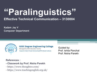 Paralanguage/Paralinguistics | PPTX