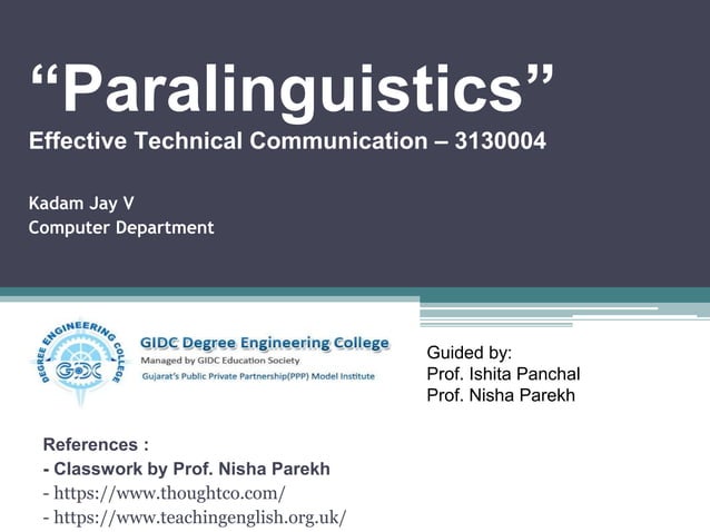 Paralanguage/Paralinguistics | PPTX