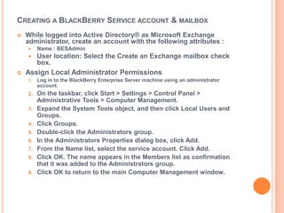 Blackberry Enterprise Server Installation | PPTX
