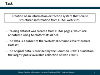 Linked Data for Information Extraction Challenge - Tasks and Results @ ISWC 2014 | PPT