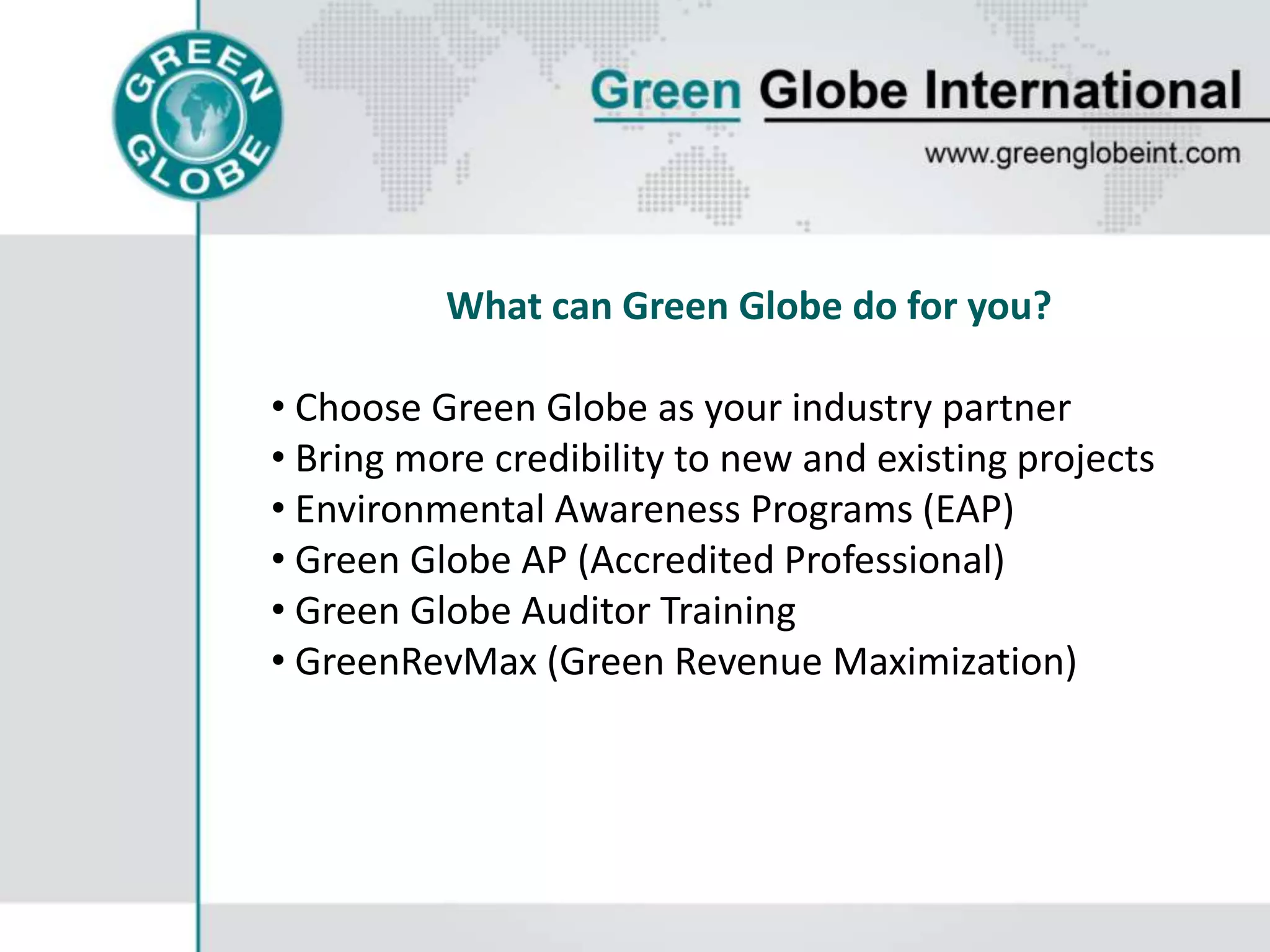 Green Globe Certification | PPTX